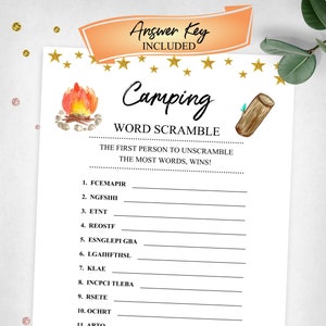 Camping Word Scramble. Spring, Summer. Camping Trip Game. Camp Fun ...