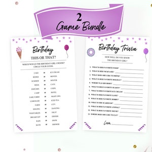 Girl Birthday 2 Game Bundle. This or That. Birthday Trivia. Girl ...