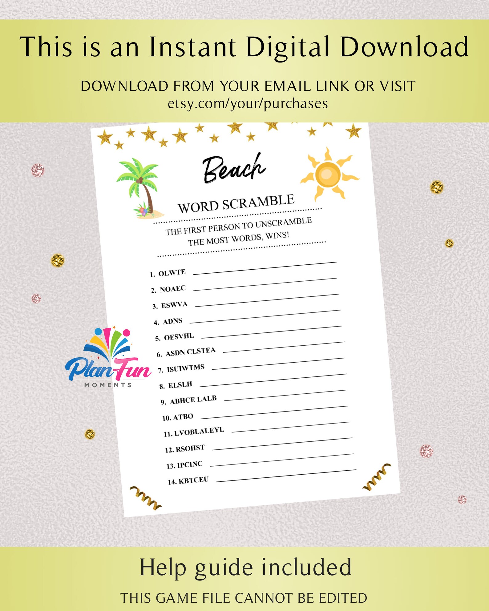 Beach Word Scramble. Spring Summer Beach Word Scramble Game. - Etsy Canada