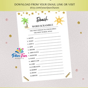 Beach Word Scramble. Spring Summer Beach Word Scramble Game. - Etsy Canada