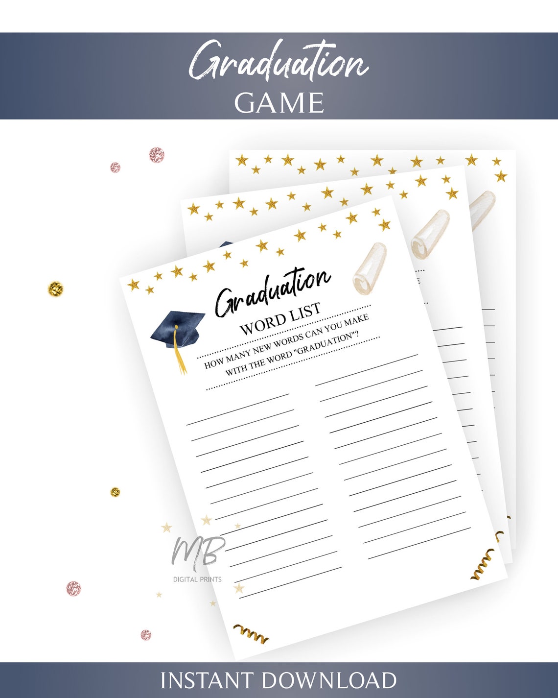 Graduation Word List. Graduation Party Game. at Home Game. | Etsy
