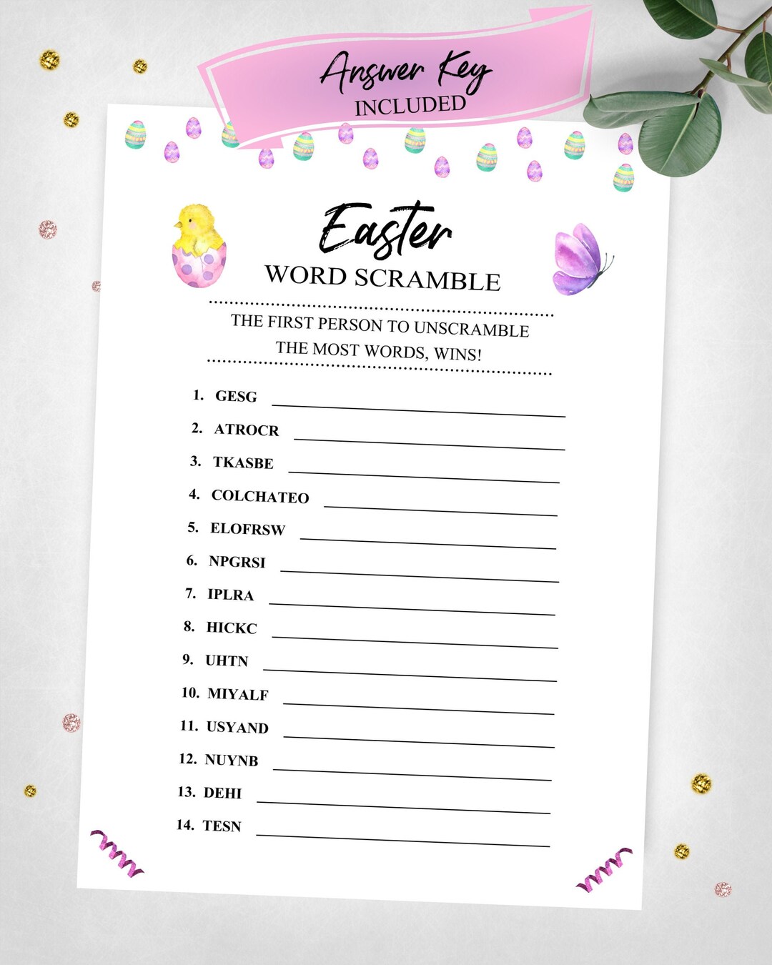 Easter Word Scramble. Home Party Game. Holiday Game. Pink Easter Game ...