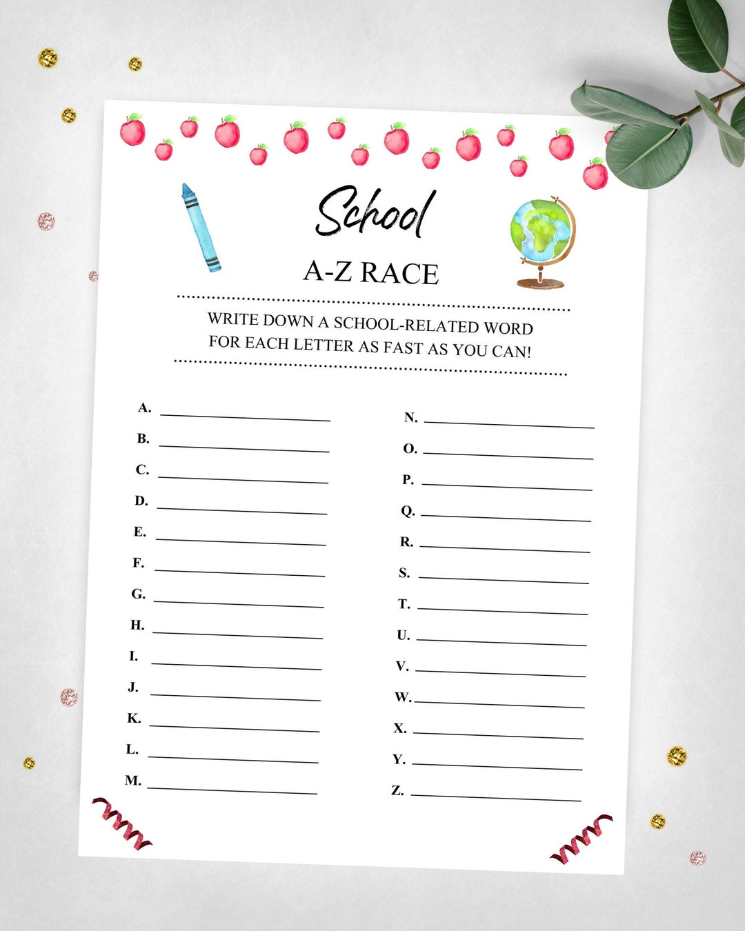 School A-Z Race. Back to School Alphabet Race Game. School Letter Game ...