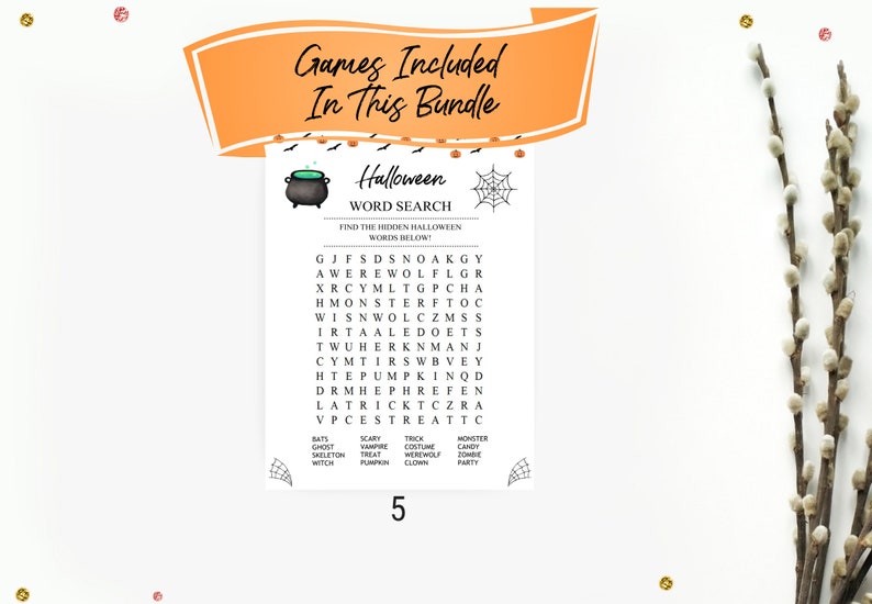 Halloween 5 Bundle Games. Halloween Party Games. Word Search, Scramble ...