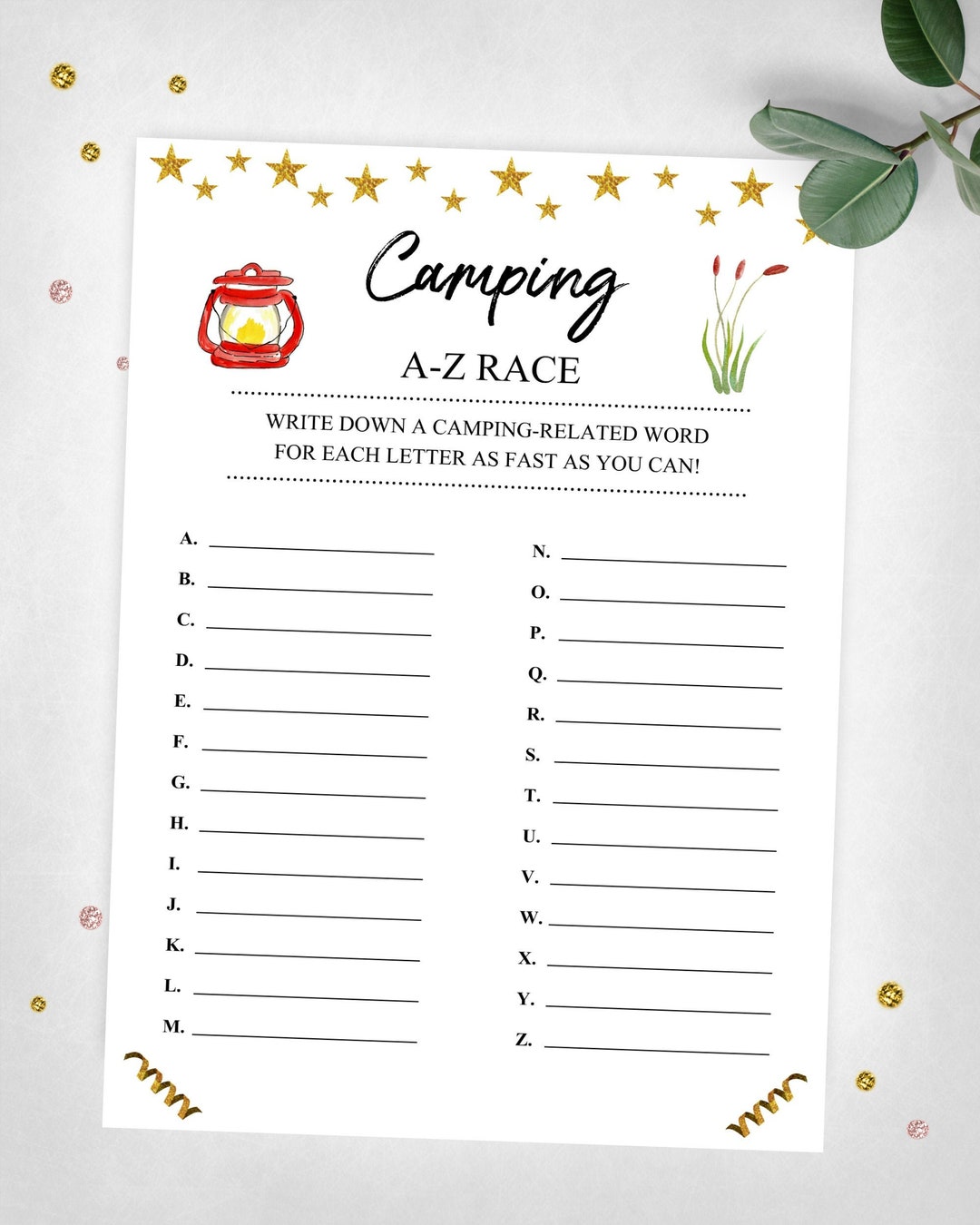 Camping A-Z Race. Spring, Summer. Camping Trip Game. Camp Fun. Instant ...