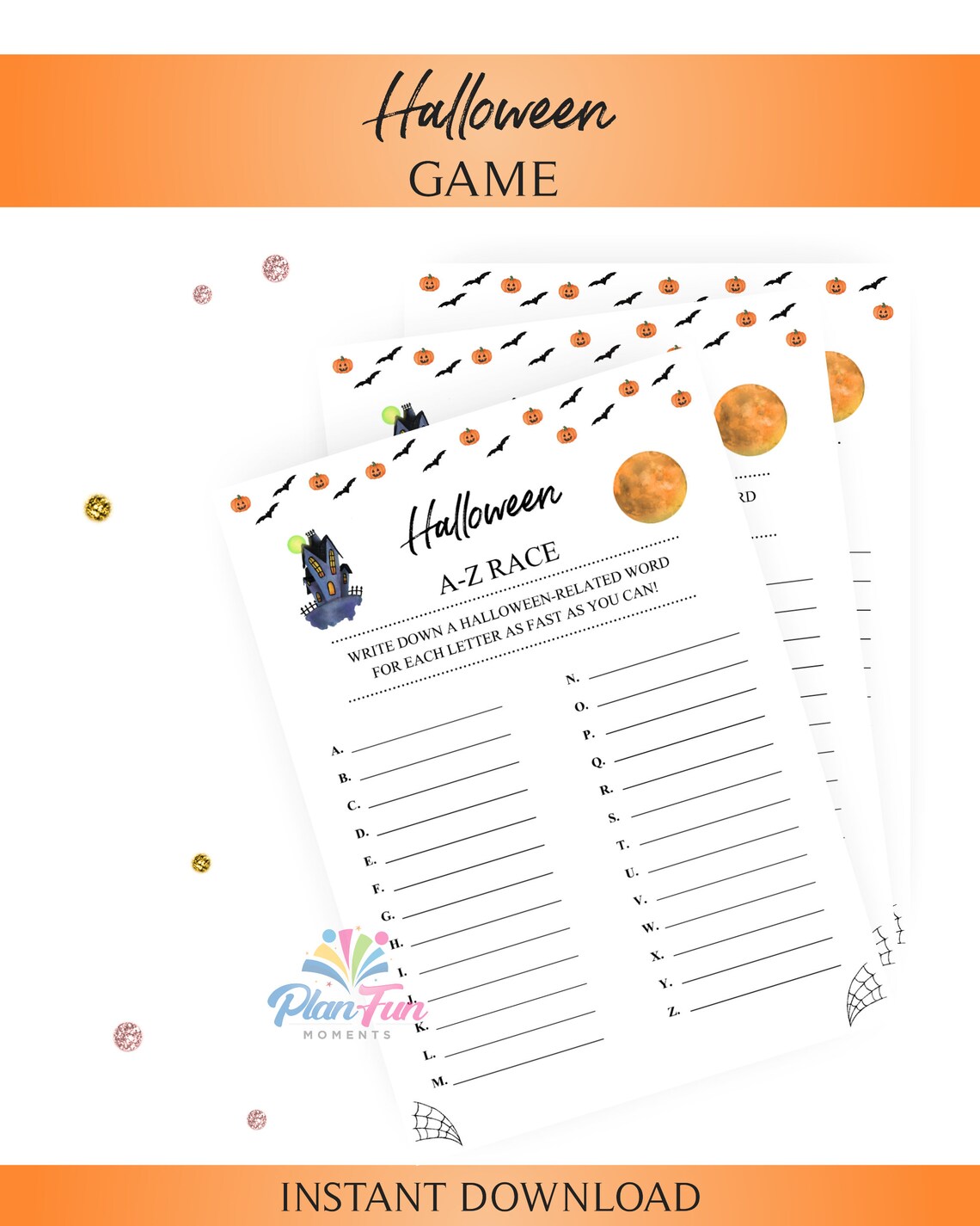 Halloween A-Z Race. Holiday Game. Halloween Party Game. Instant Digital ...