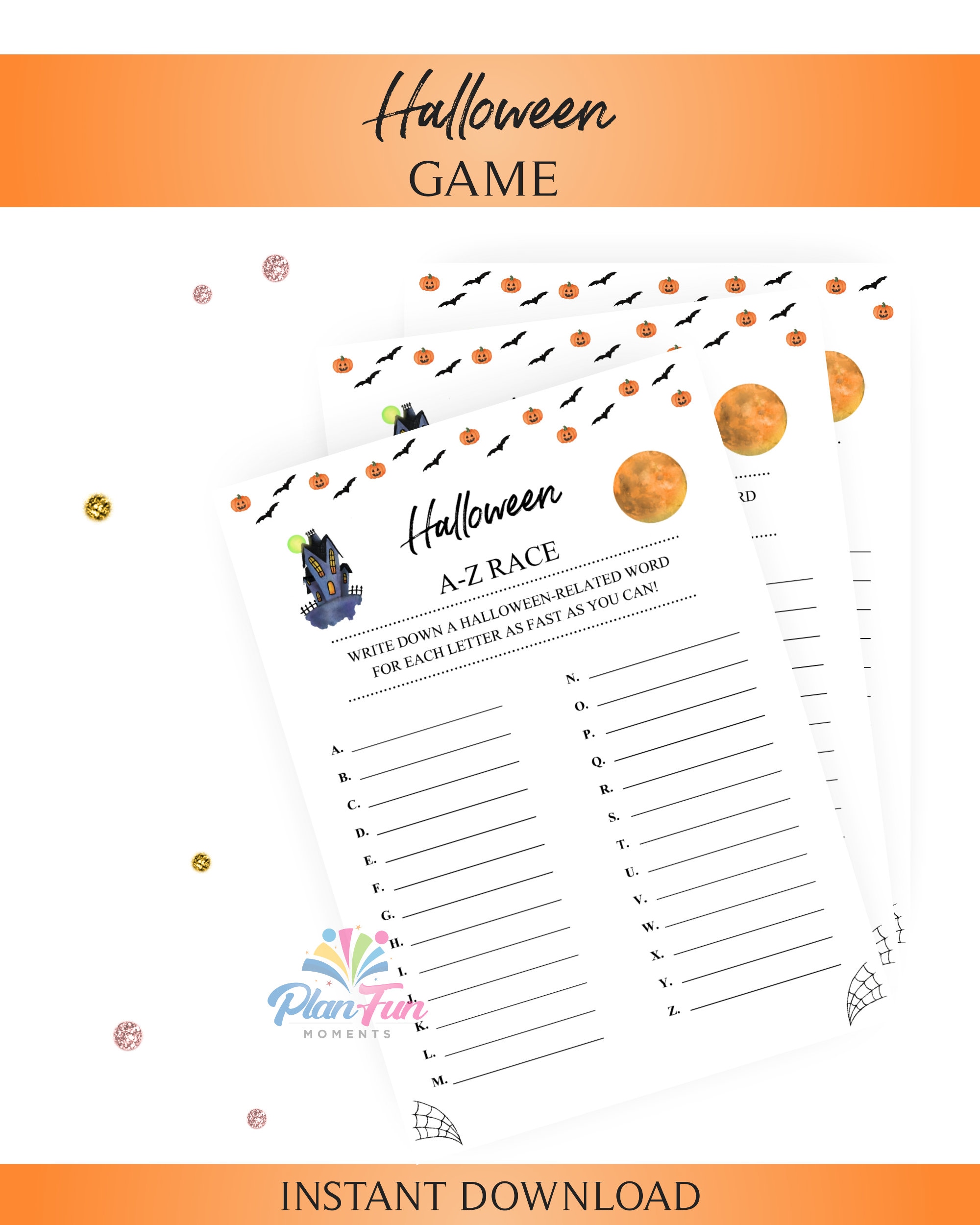 Halloween A-Z Race. Holiday Game. Halloween Party Game. Instant Digital ...