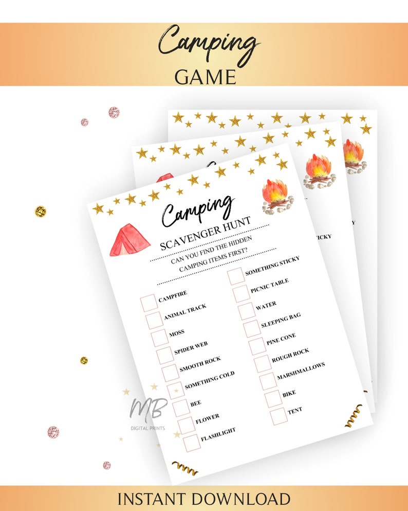 Camping Scavenger Hunt. Spring, Summer Outdoor Scavenger Hunt. Camp Fun ...