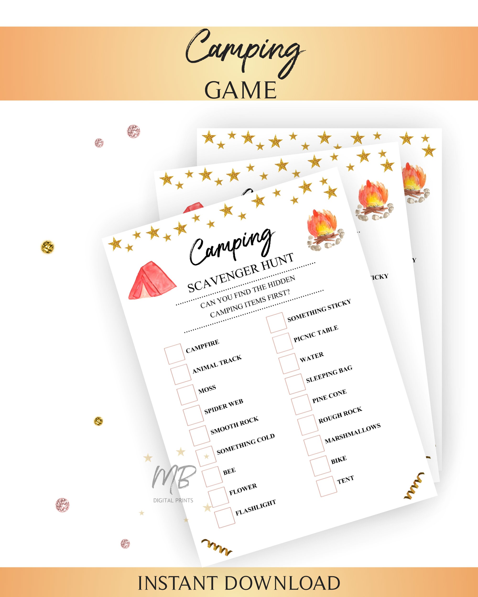 Camping Scavenger Hunt. Spring, Summer Outdoor Scavenger Hunt. Camp Fun ...