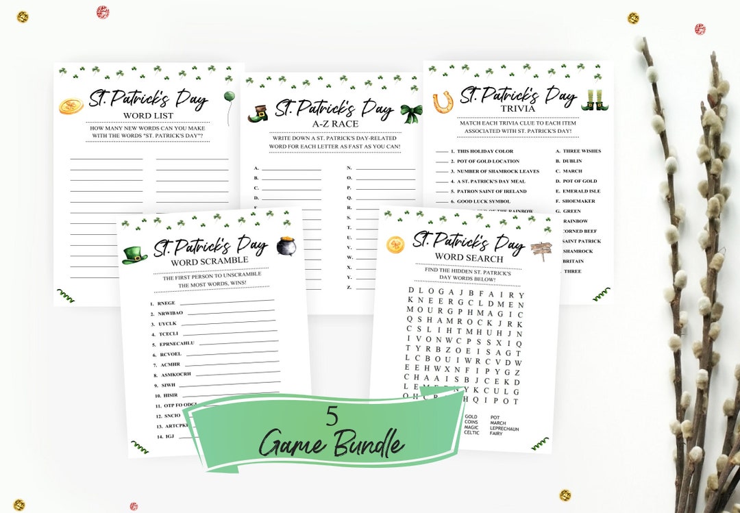 St. Patrick's Day 5 Game Bundle. Party Game. Holiday Game. Green St ...