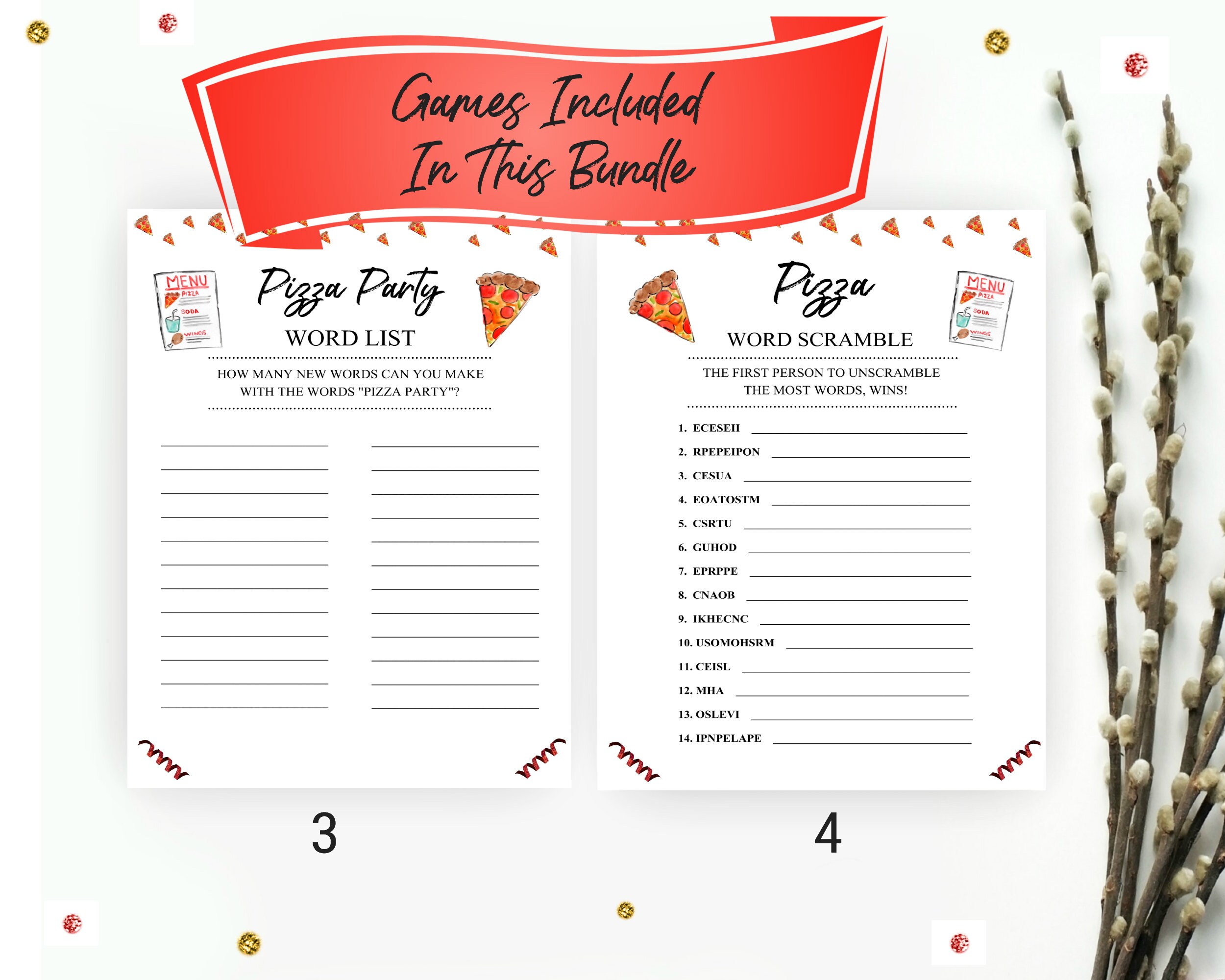 Pizza 5 Game Bundle. Race. This or That. Word Search. Scramble. Word ...