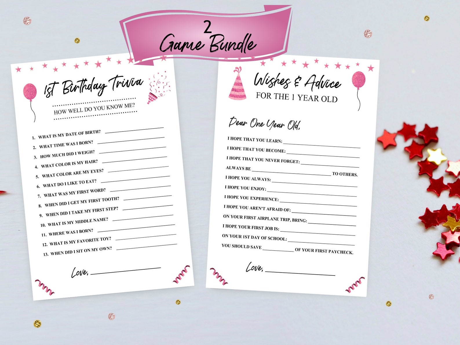 1st Birthday Trivia. 1st Birthday Wishes and Advice for the 1 - Etsy