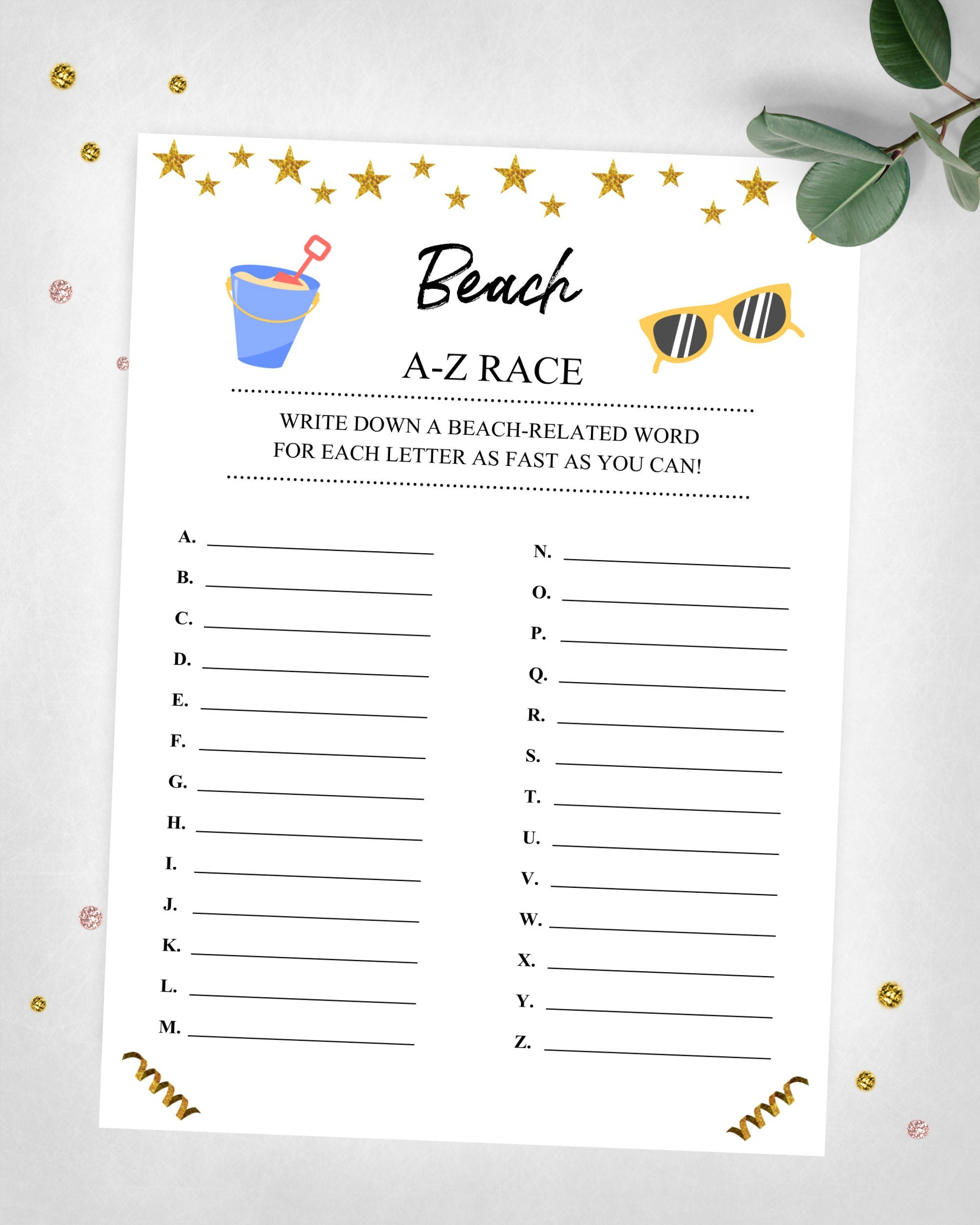 Beach A-Z Race. Spring Summer Beach Race Game. Beach Fun. - Etsy