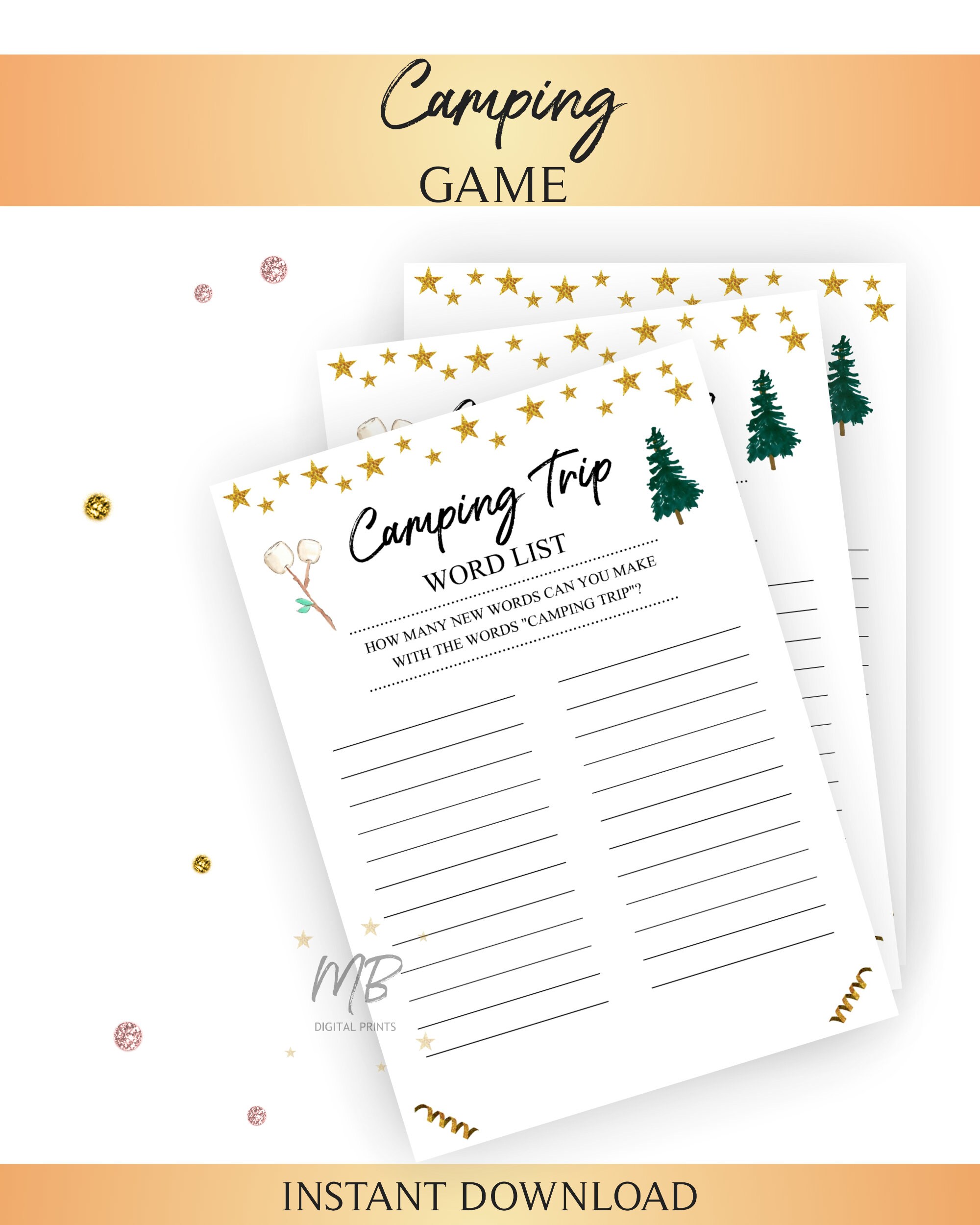 Camping Trip Word List. Spring, Summer. Camping Trip Game. Camp Fun ...
