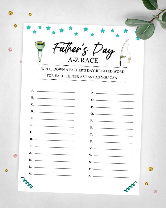 Father's Day A-Z Race. Father's Day Holiday Game. at | Etsy