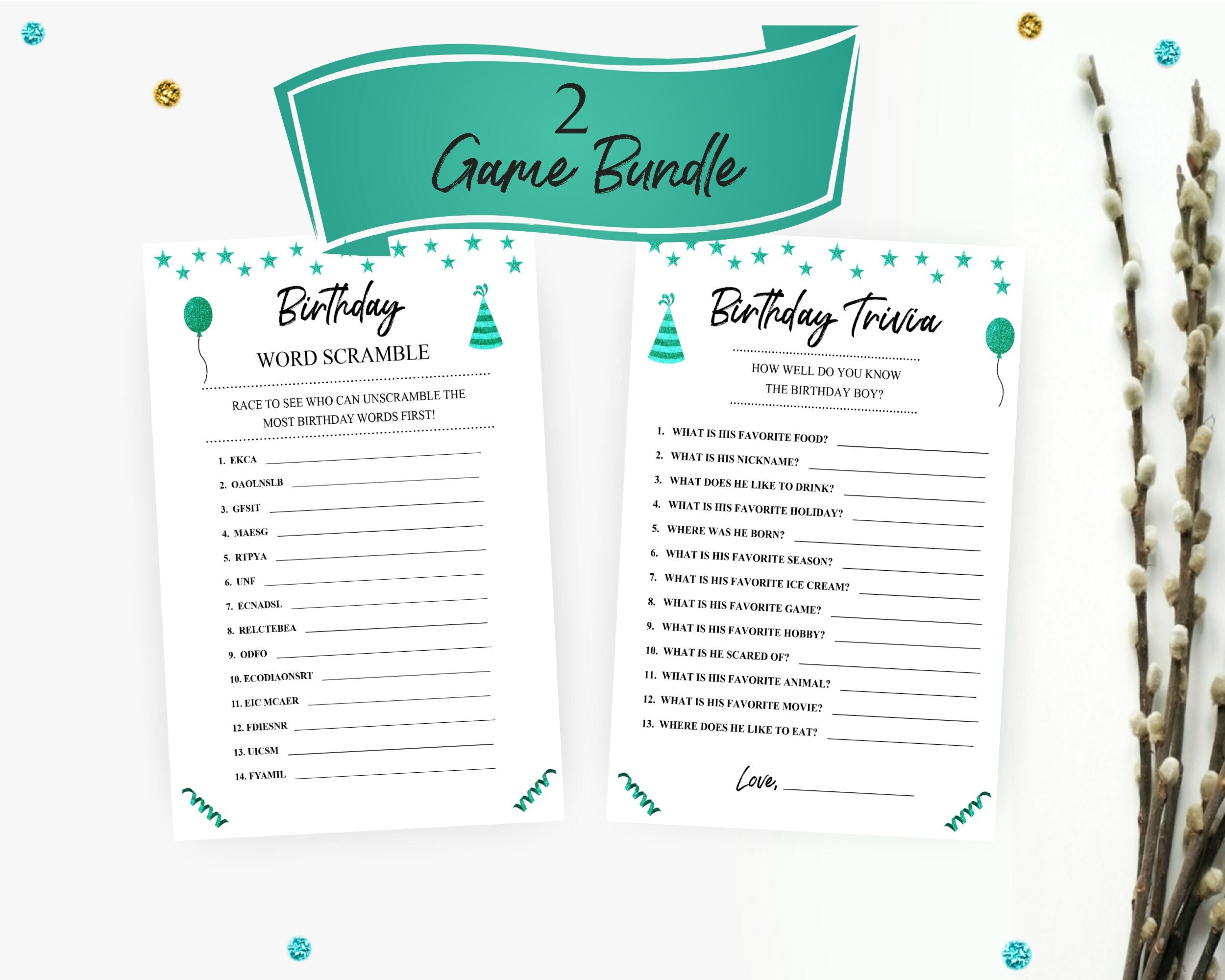 Boy Birthday 2 Game Bundle. Birthday Word Scramble. Trivia. Boy ...