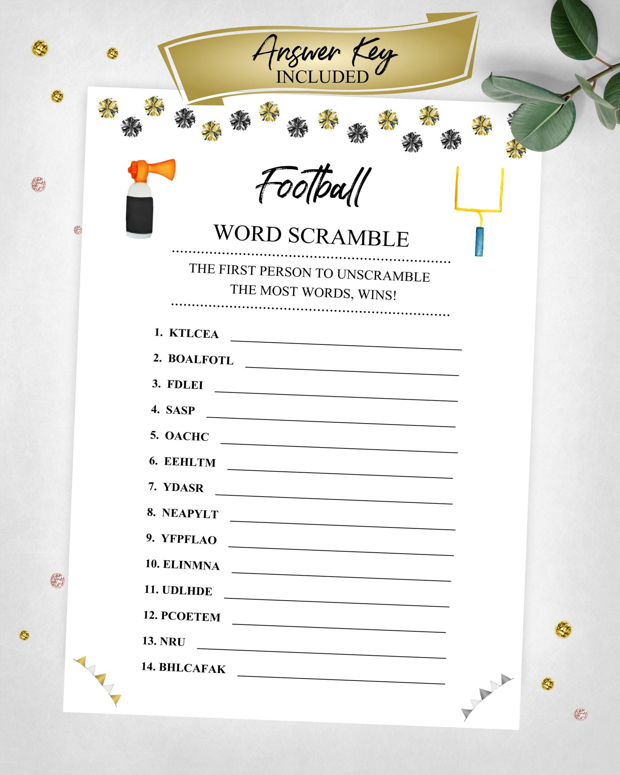 Football Word Scramble. Sports Game. Football Word Scramble Party Game ...