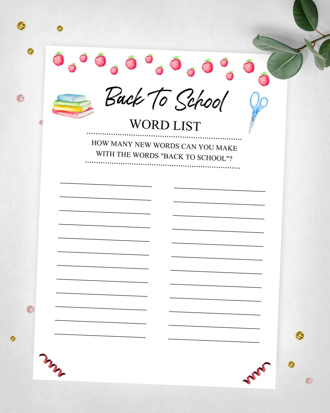 Lista de palabras de regreso a la escuela. Juego de palabras escolares ...