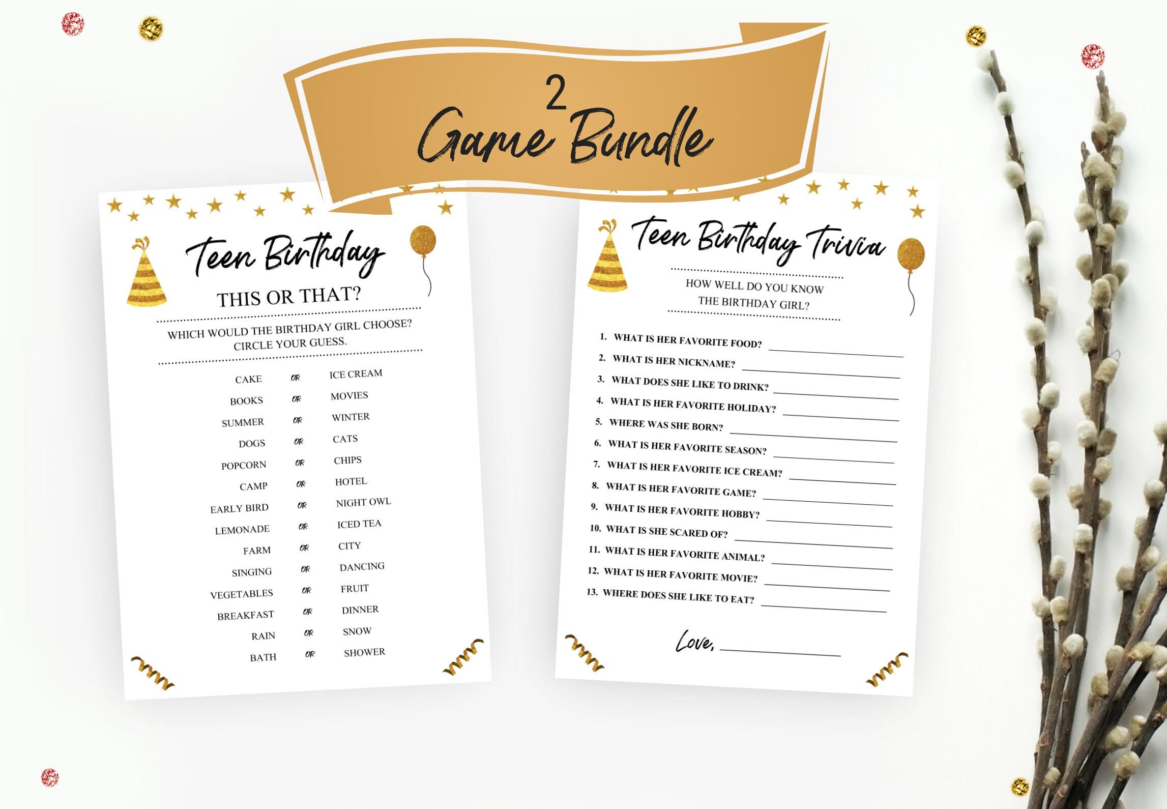 Teen Birthday 2 Game Bundle. This or That. Birthday Trivia. Girl ...