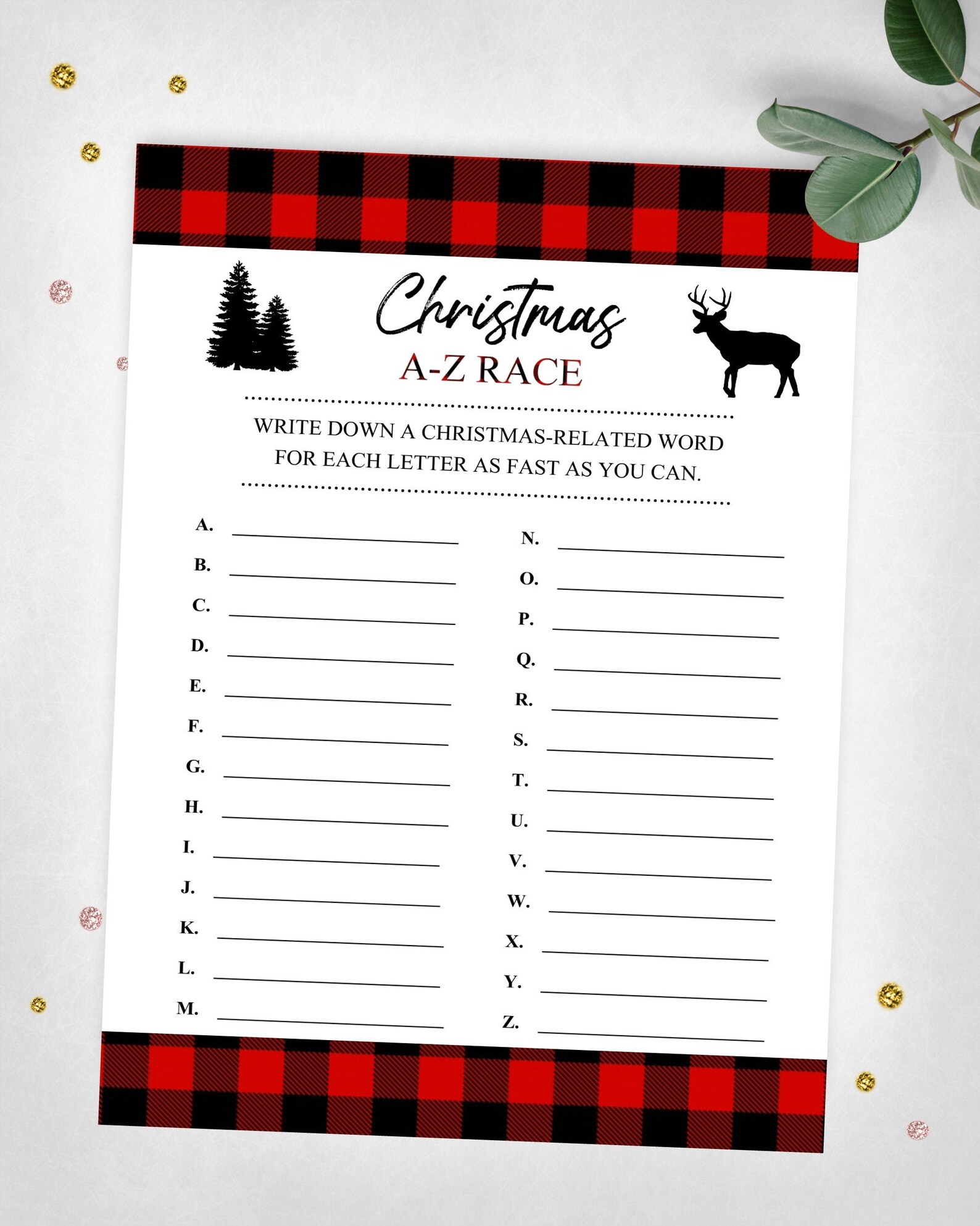 Christmas A-Z Race. Holiday Printable Game. Christmas Party Game ...