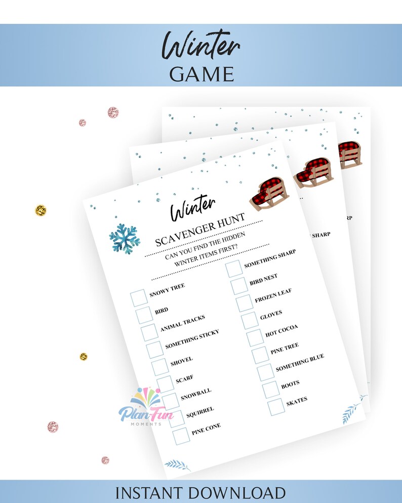 Winter Scavenger Hunt. Winter Game. Seasonal Party Game. Winter ...