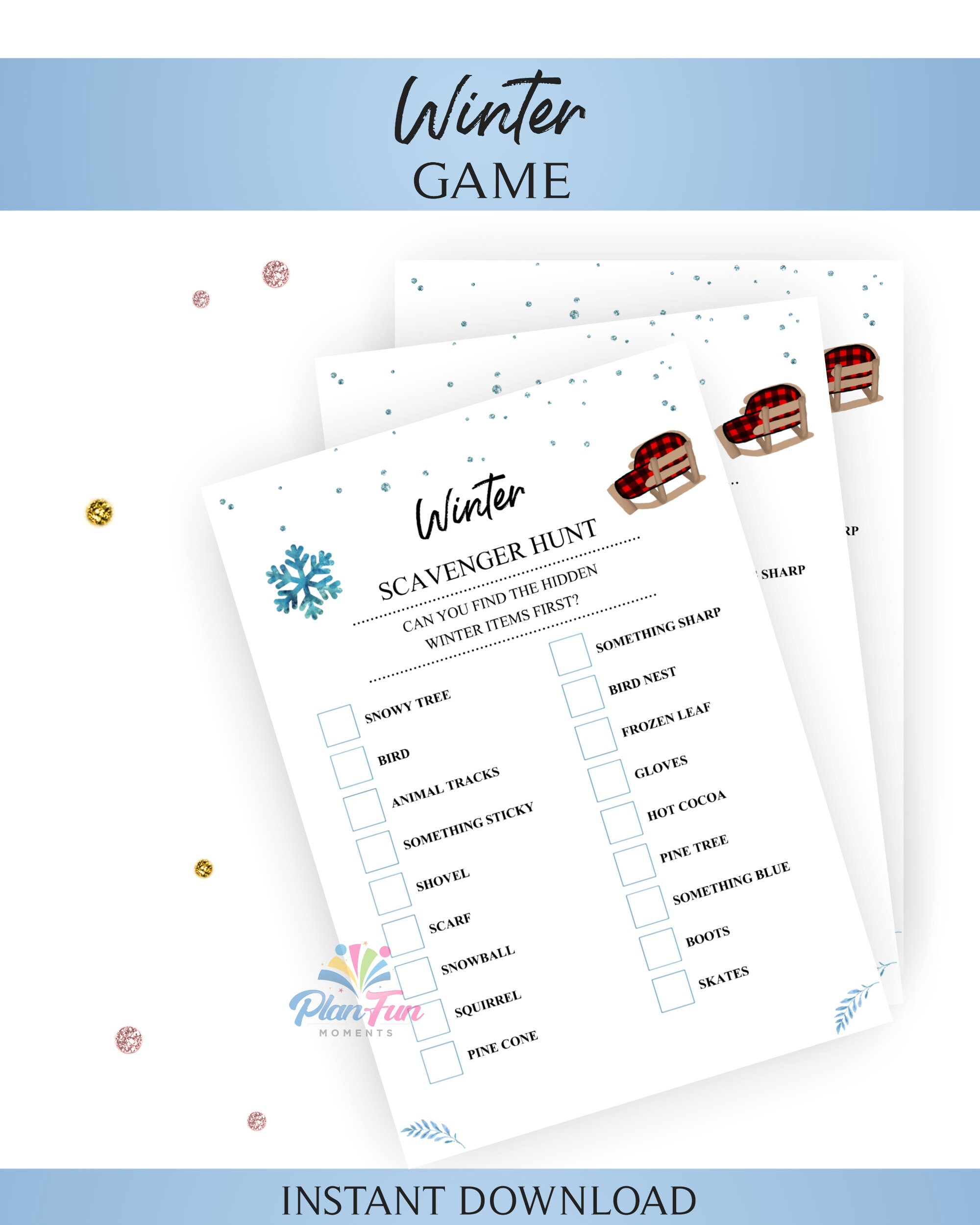 Winter Scavenger Hunt. Winter Game. Seasonal Party Game. Winter ...