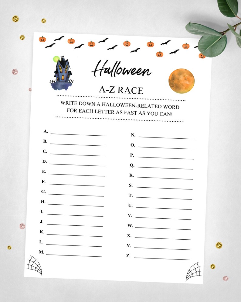 Halloween A-Z Race. Holiday Game. Halloween Party Game. Instant Digital ...