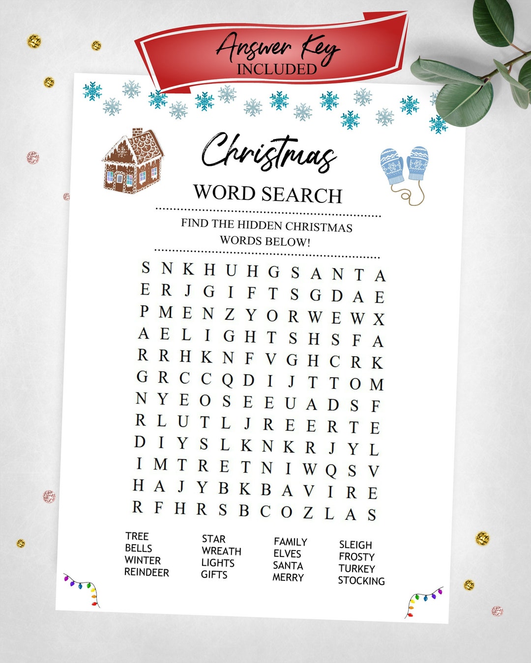 Christmas Word Search. Holiday Game. Christmas Word Search Party Game ...