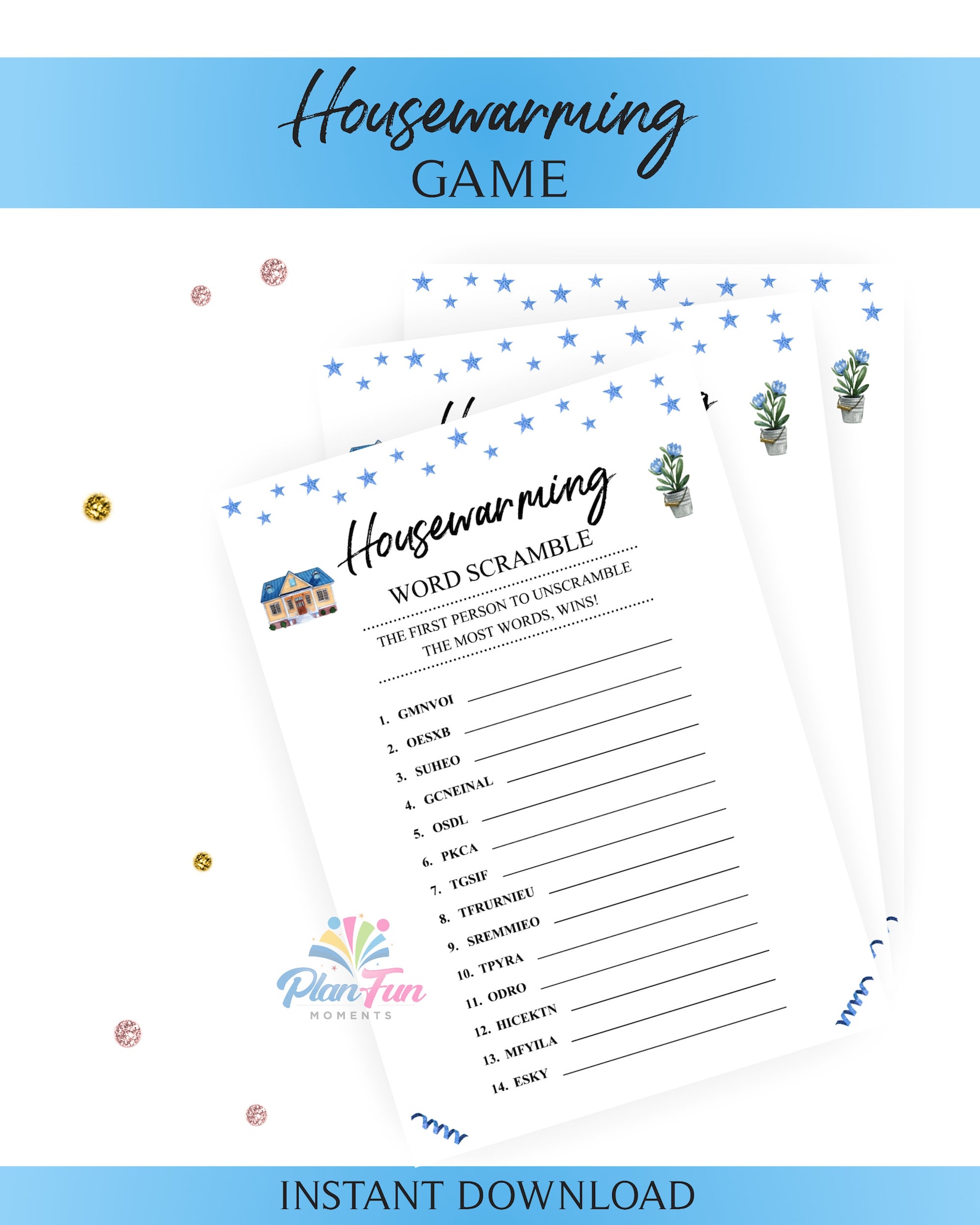 Housewarming Word Scramble. Housewarming Party Game. Real Estate. New ...