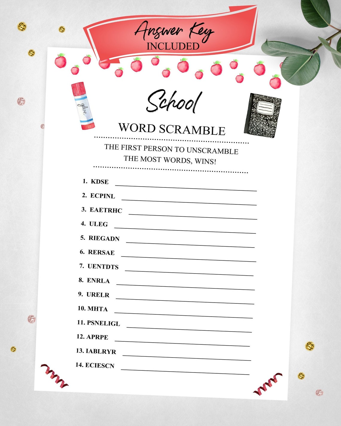 School Word Scramble. Back to School Word Scramble Game. School Word ...