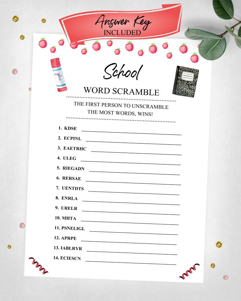 School Word Scramble. Back to School Word Scramble Game. School Word ...