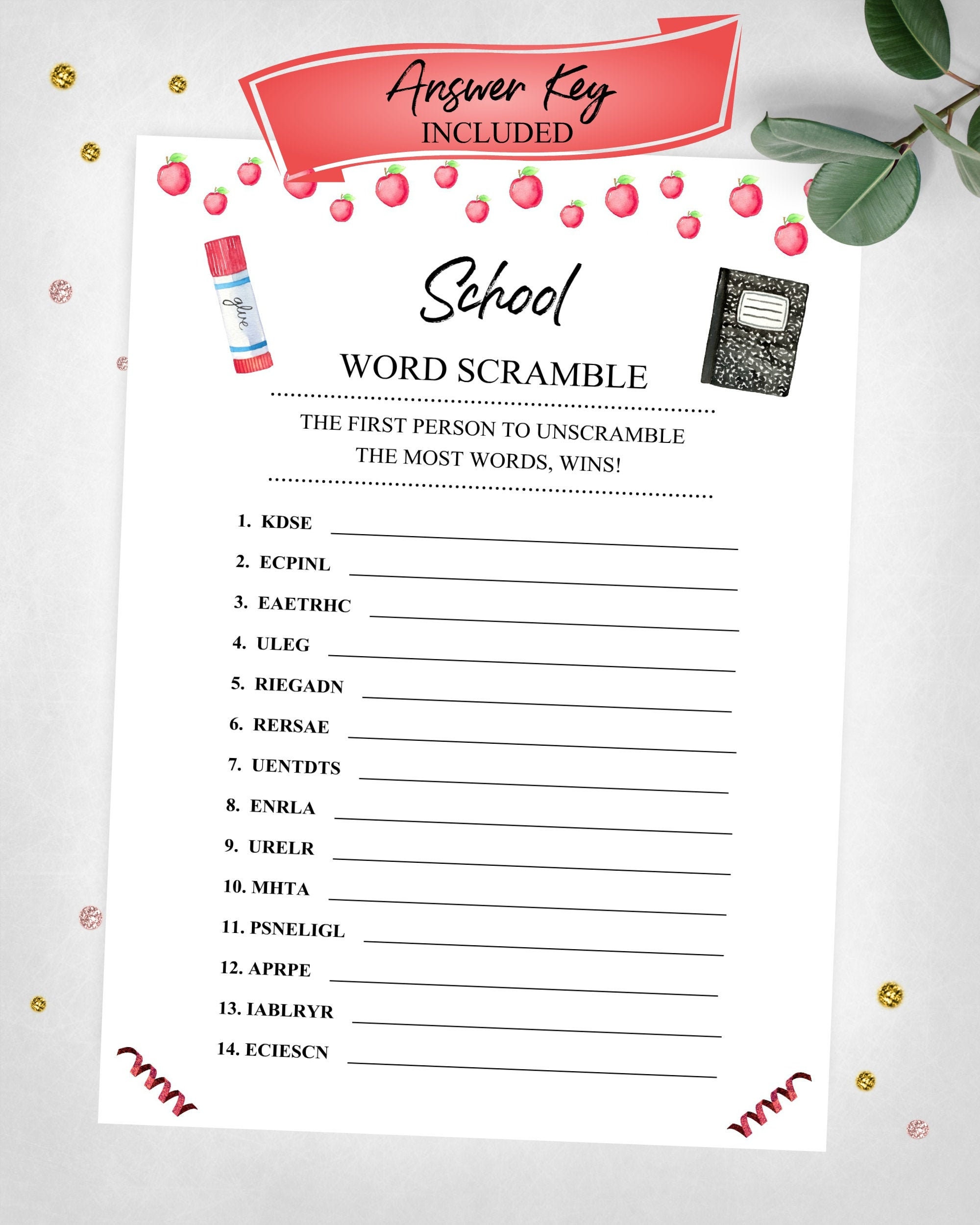 School Word Scramble. Back to School Word Scramble Game. School Word ...