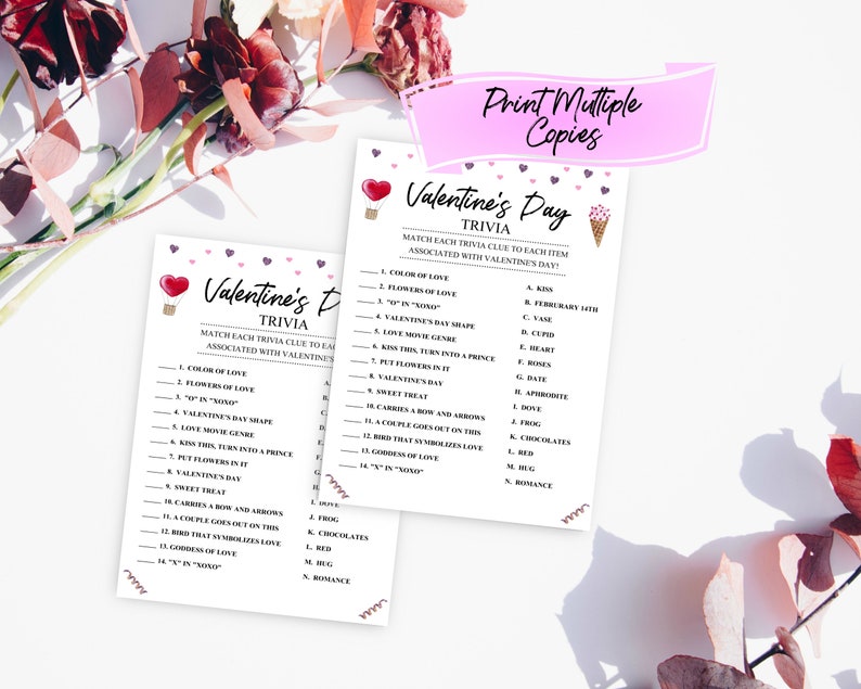 Valentine's Day Trivia. Party Game. Holiday Game. Lilac | Etsy