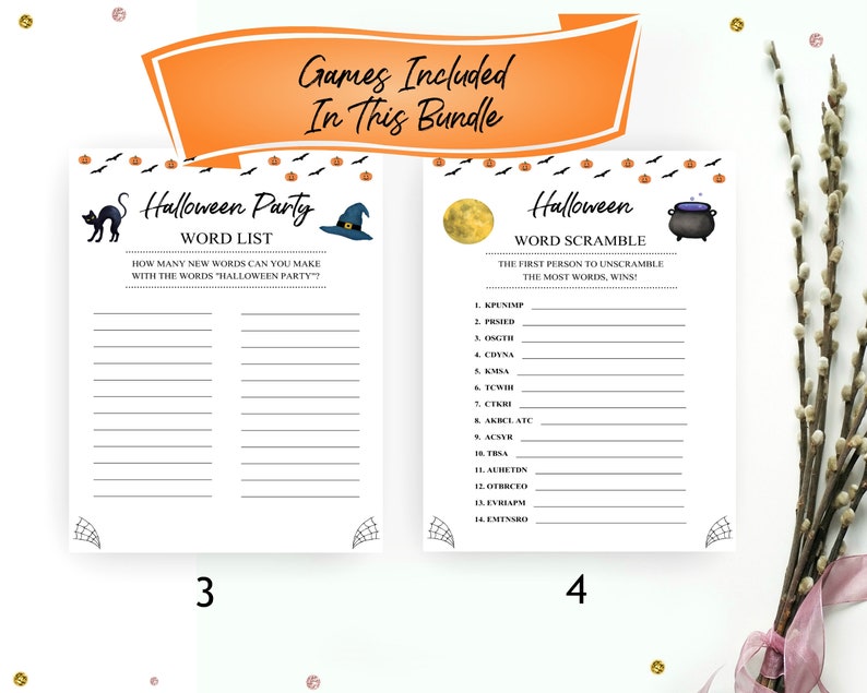 Halloween 5 Bundle Games. Halloween Party Games. Word Search | Etsy