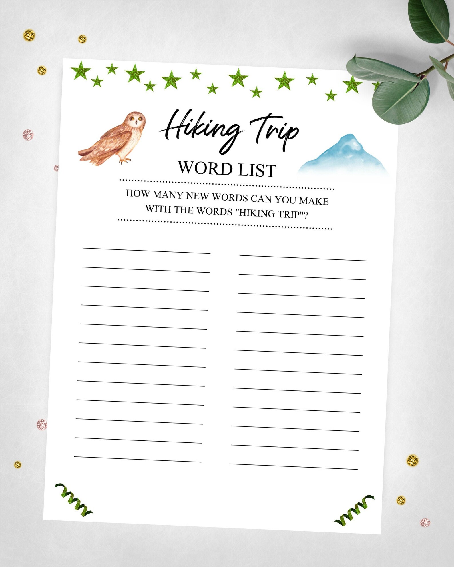 Hiking Trip Word List. Spring Summer Hiking Word List Game. - Etsy Canada