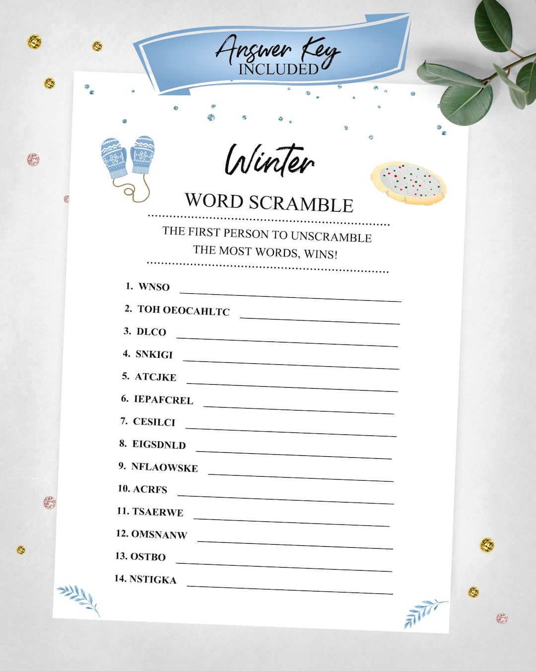 Winter Word Scramble. Winter Game. Seasonal Party Game. Winter ...
