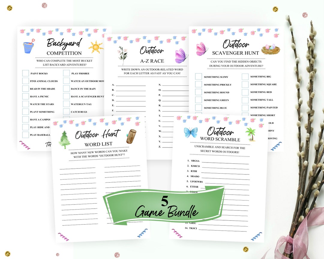 Outdoor 5 Game Bundle. Word Scramble Hunt Race Competition. - Etsy