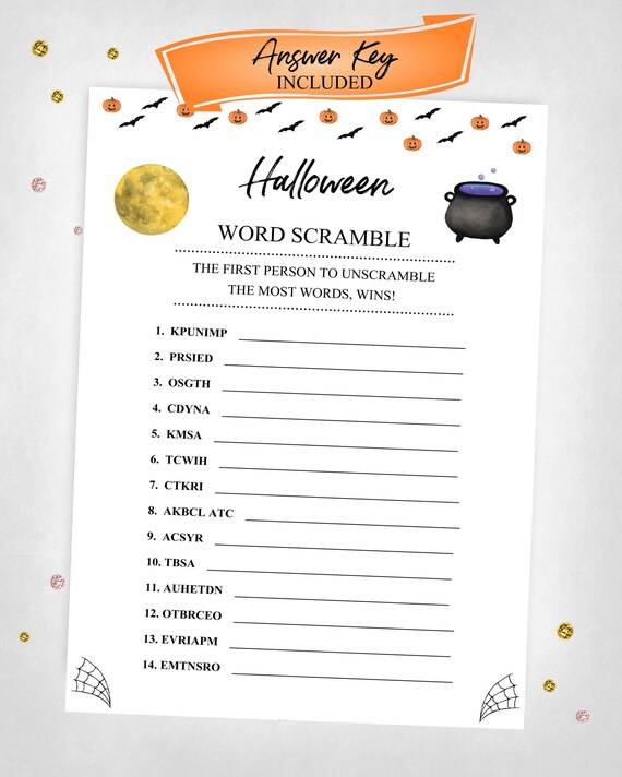 Halloween Word Scramble Answers