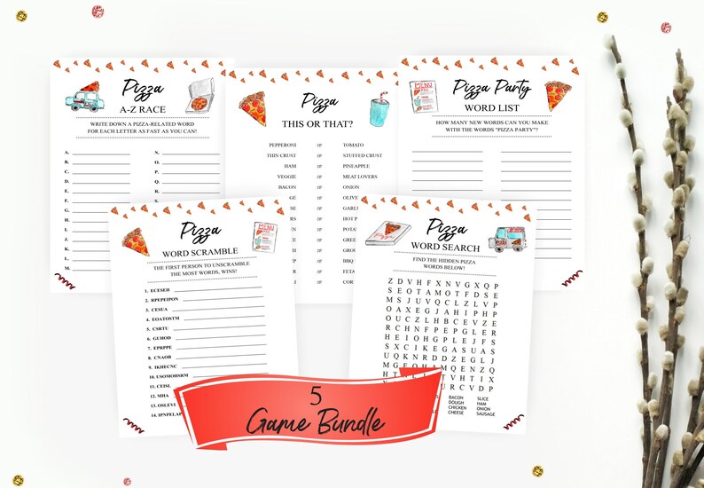 Pizza 5 Game Bundle. Race. This or That. Word Search. Scramble. Word ...