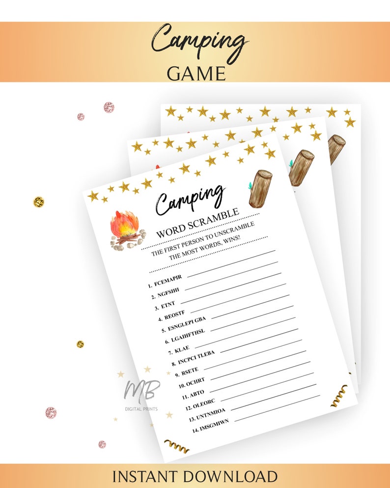 Camping Word Scramble. Spring, Summer. Camping Trip Game. Camp Fun ...