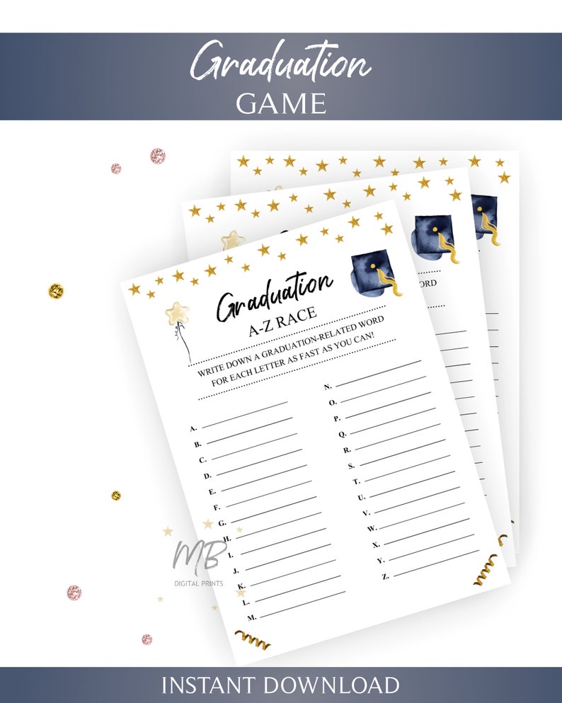 Graduation A-Z Race. Graduation Party Game. at Home Game. Instant ...