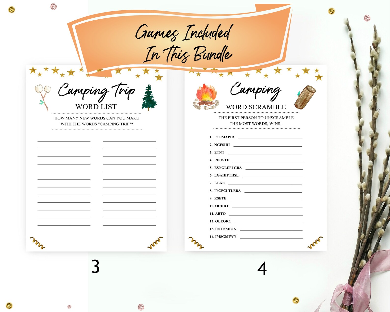 Camping 5 Game Bundle. Word Search Word Scramble Hunt. | Etsy