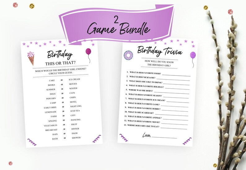 Girl Birthday 2 Game Bundle. This or That. Birthday Trivia. Girl ...