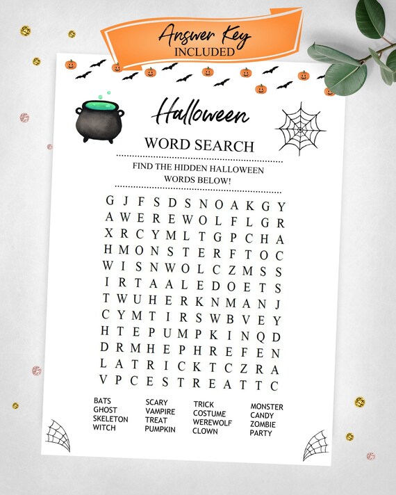 Halloween Word Search. Holiday Game. Halloween Party Game. | Etsy