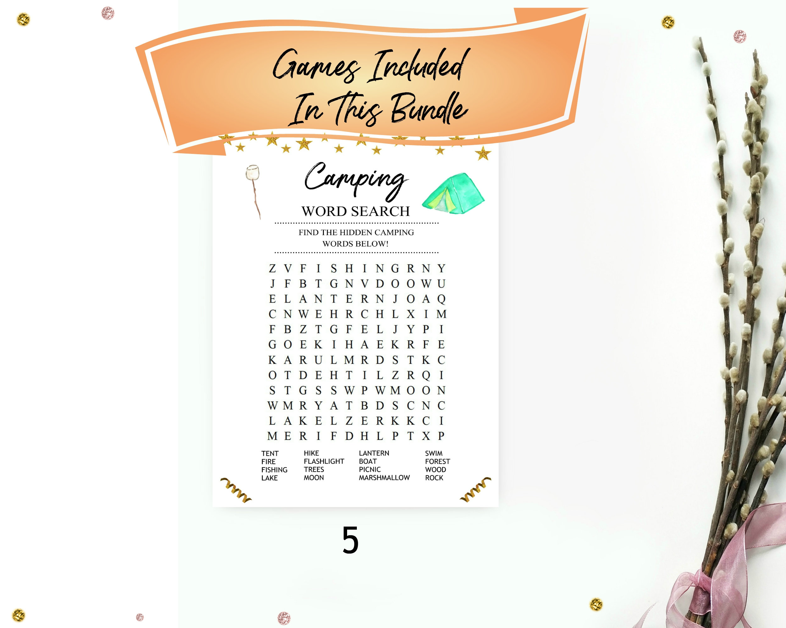 Camping 5 Game Bundle. Word Search Word Scramble Hunt. - Etsy Canada