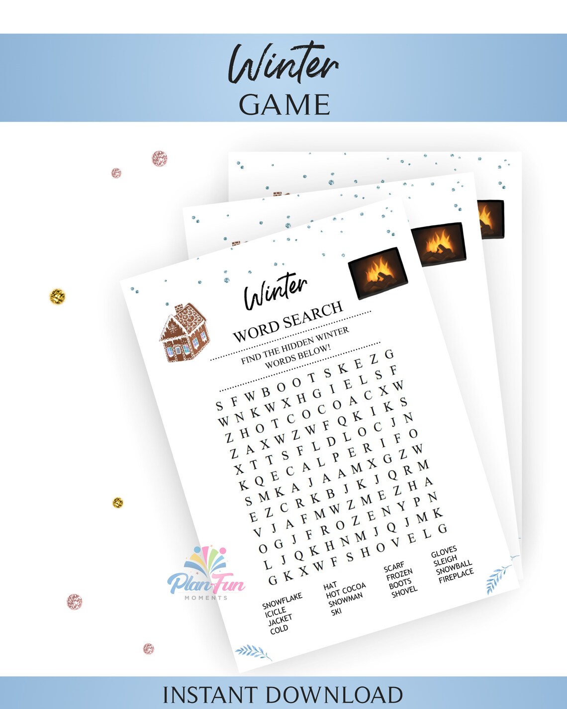 Winter Word Search. Winter Game. Seasonal Party Game. Winter ...