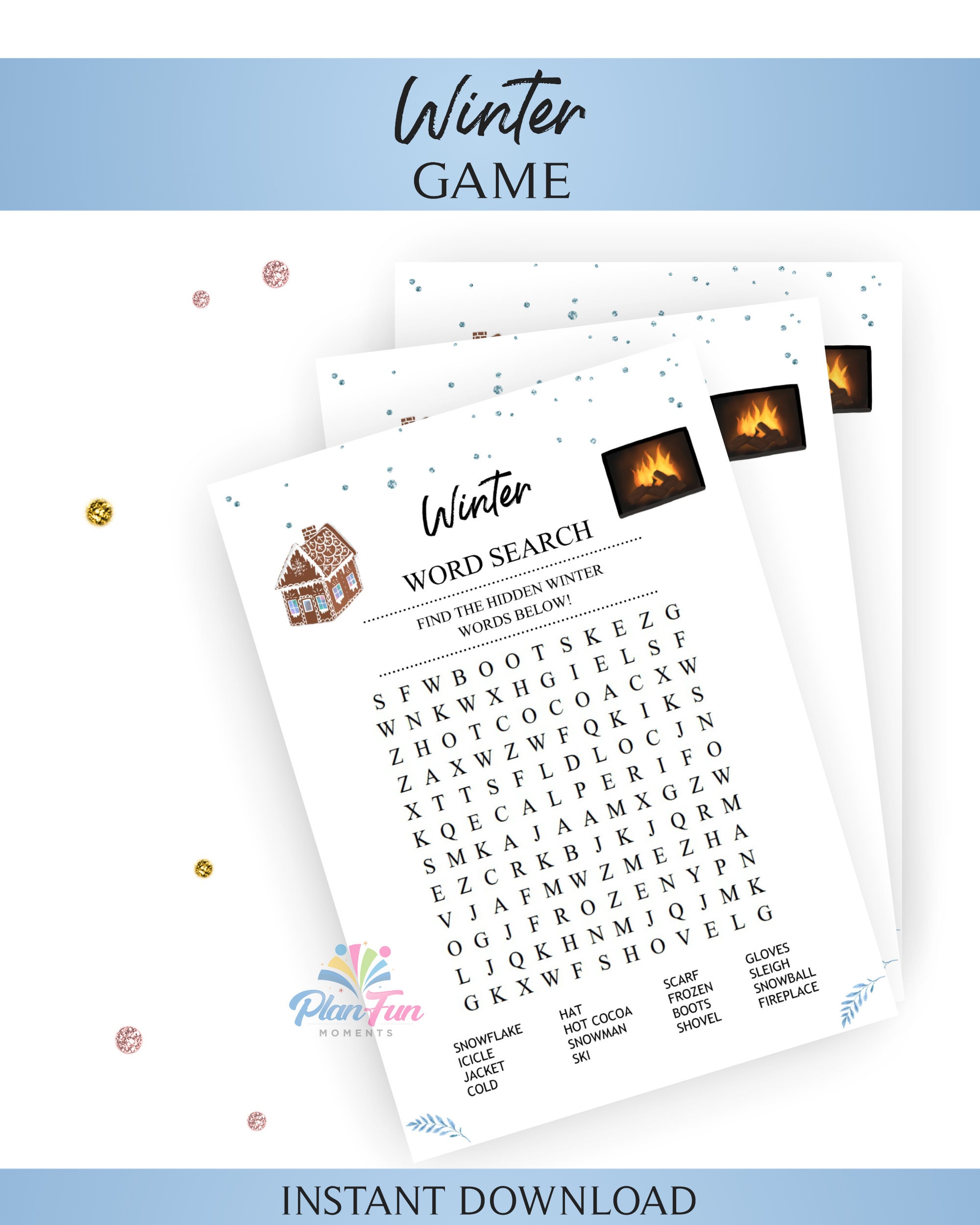 Winter Word Search. Winter Game. Seasonal Party Game. Winter ...