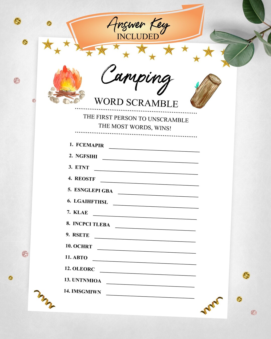 Camping Word Scramble. Spring, Summer. Camping Trip Game. Camp Fun ...