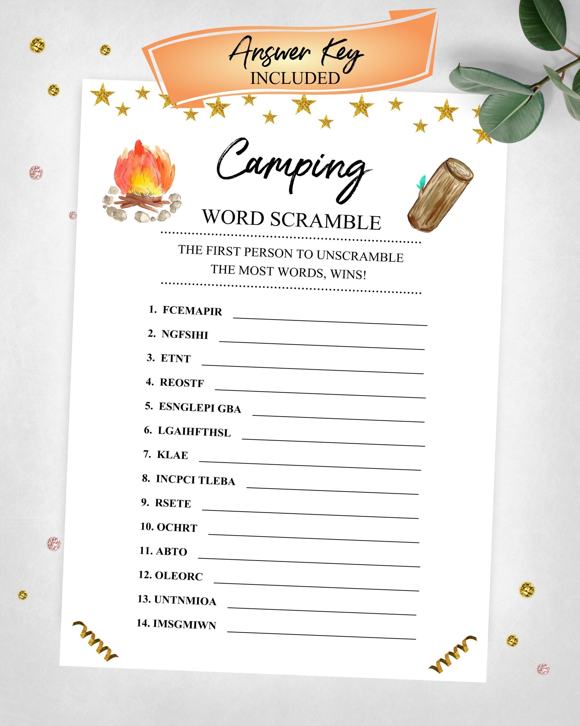 Camping Word Scramble. Spring, Summer. Camping Trip Game. Camp Fun ...