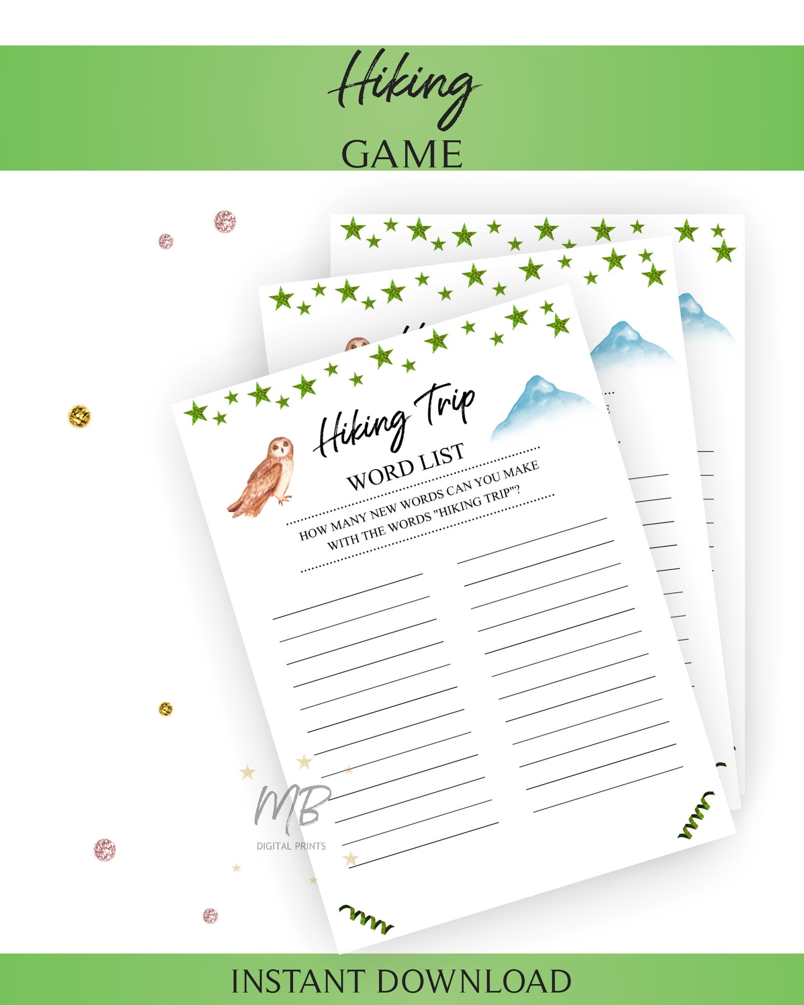 Hiking Trip Word List. Spring, Summer Hiking Word List Game. Hiking ...
